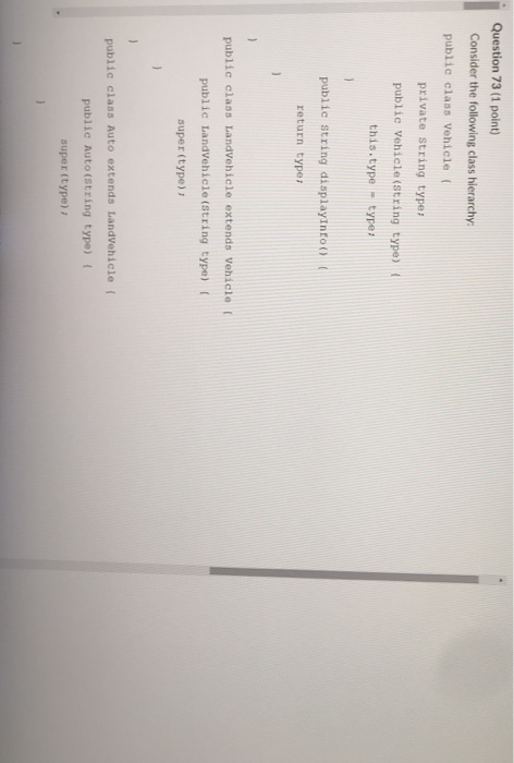 Solved Question 73 1 Point Consider The Following Class 