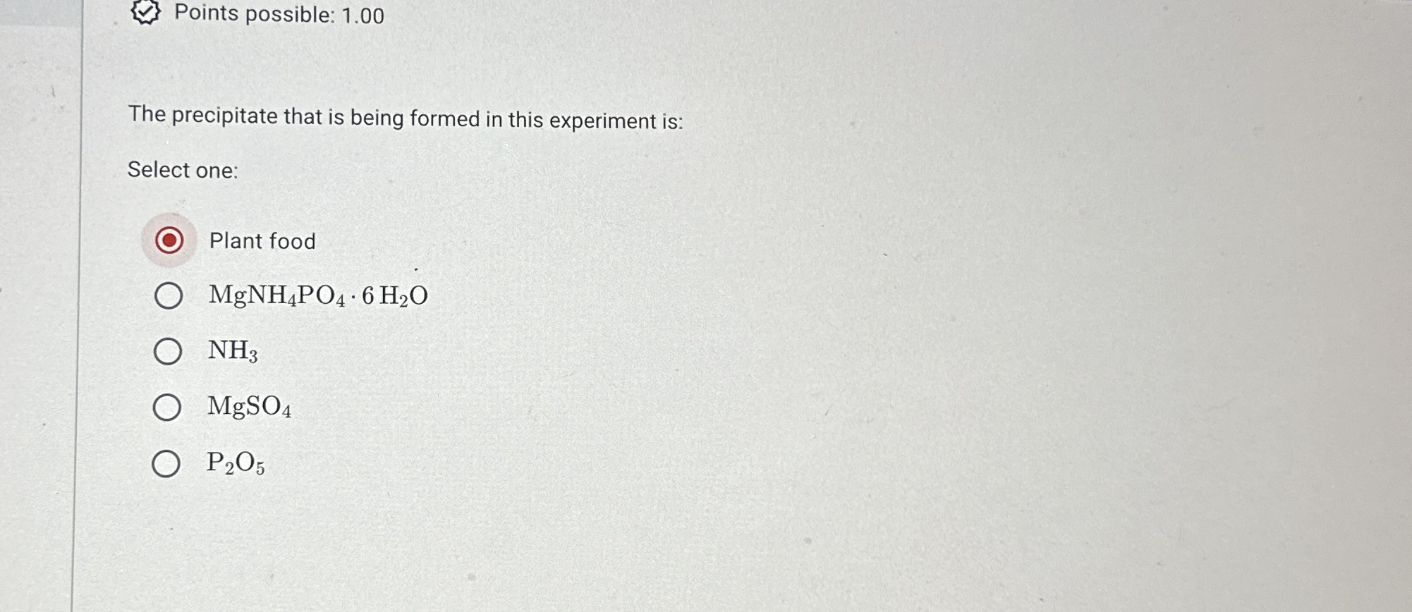 Solved Points possible: 1.00The precipitate that is being | Chegg.com