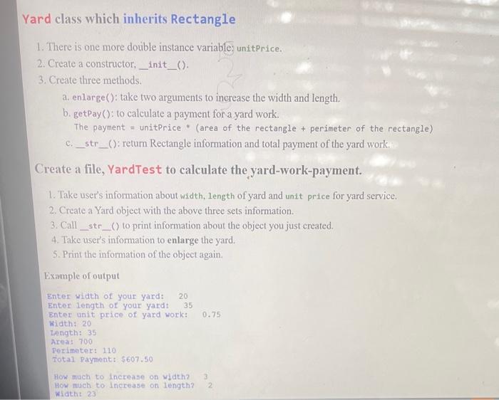 Solved Rectangle class 1. There are two int instance | Chegg.com