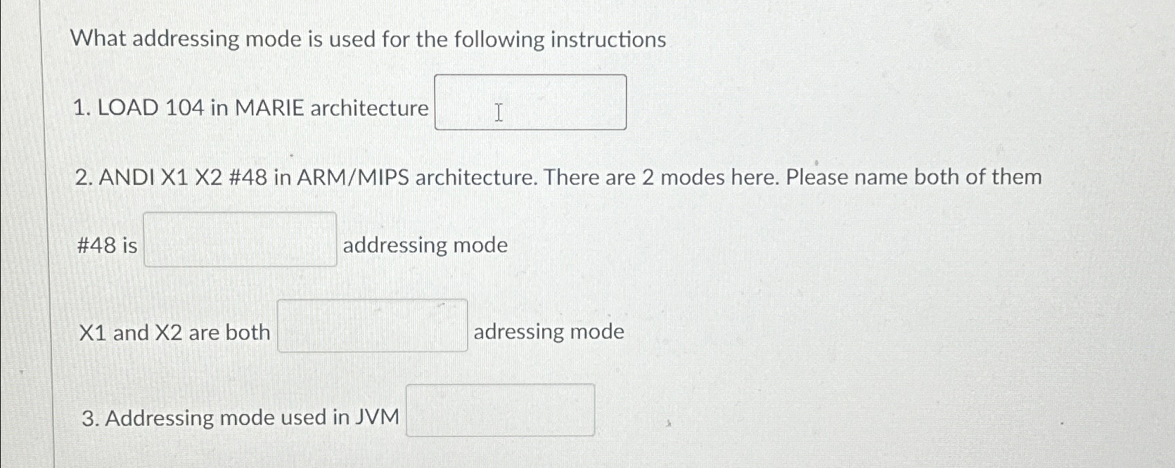 Solved What addressing mode is used for the following | Chegg.com