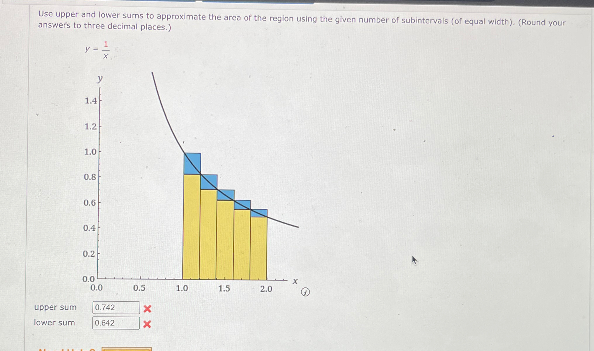 Solved Use upper and lower sums to approximate the area of | Chegg.com