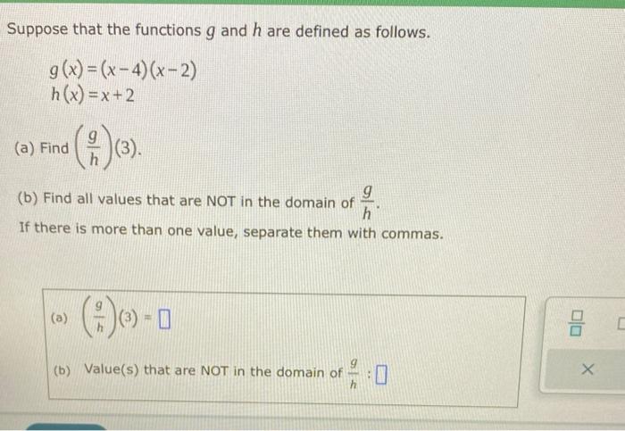 Solved Suppose that the functions g and h are defined as | Chegg.com