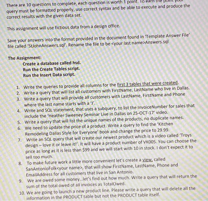 query must be formatted properly, use correct syntax | Chegg.com