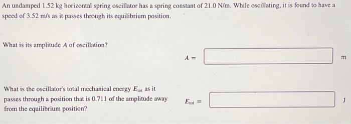 Solved An undamped 1.52 kg horizontal spring oscillator has | Chegg.com