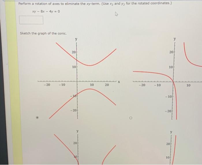 Solved xy−8x−4y=0 Sketch the graph of the conic. | Chegg.com
