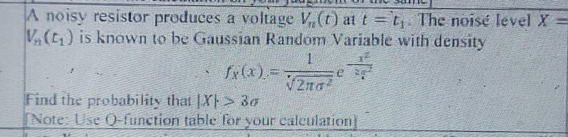 Solved A noisy resistor produces a voltage Vn(t) at t=t1. | Chegg.com
