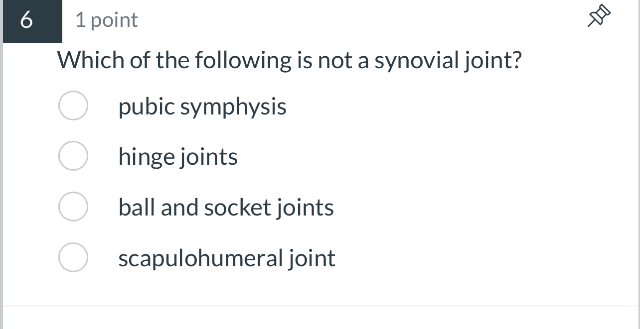 Solved 61 ﻿pointWhich of the following is not a synovial | Chegg.com