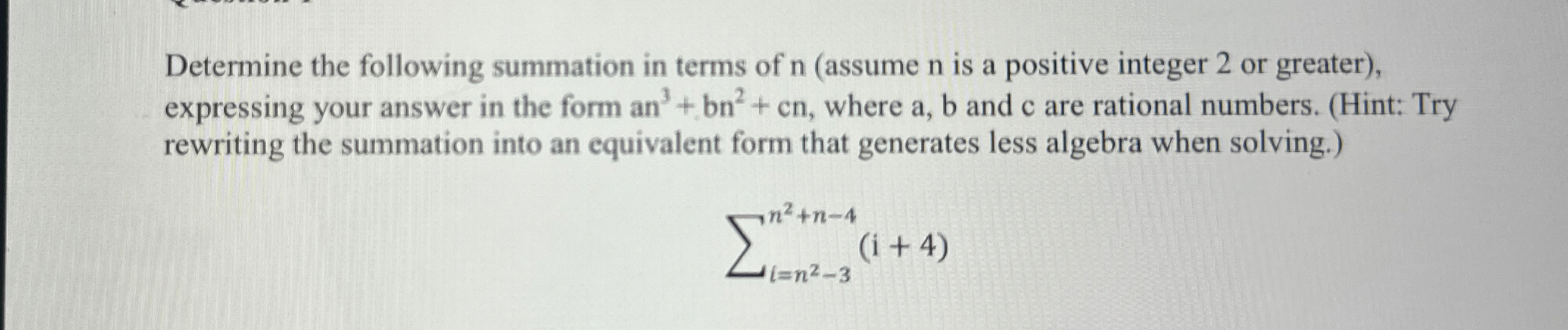 Determine the following summation in terms of | Chegg.com