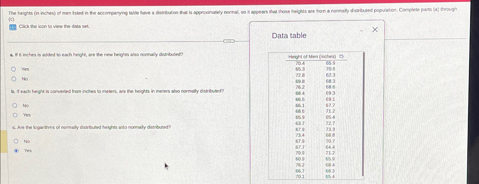 Solved (c).Click the icon to view the data seta. ﻿If 6 | Chegg.com