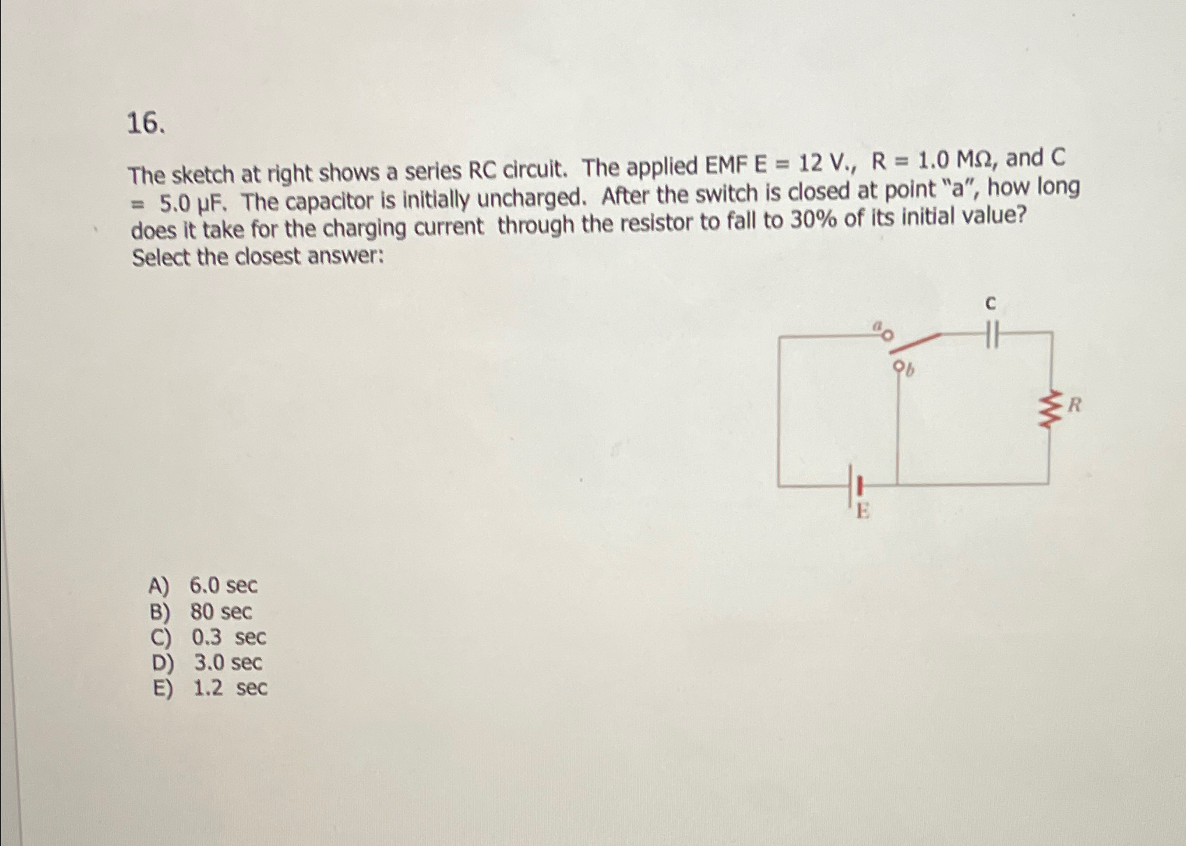 Solved The sketch at right shows a series RC ﻿circuit. The | Chegg.com