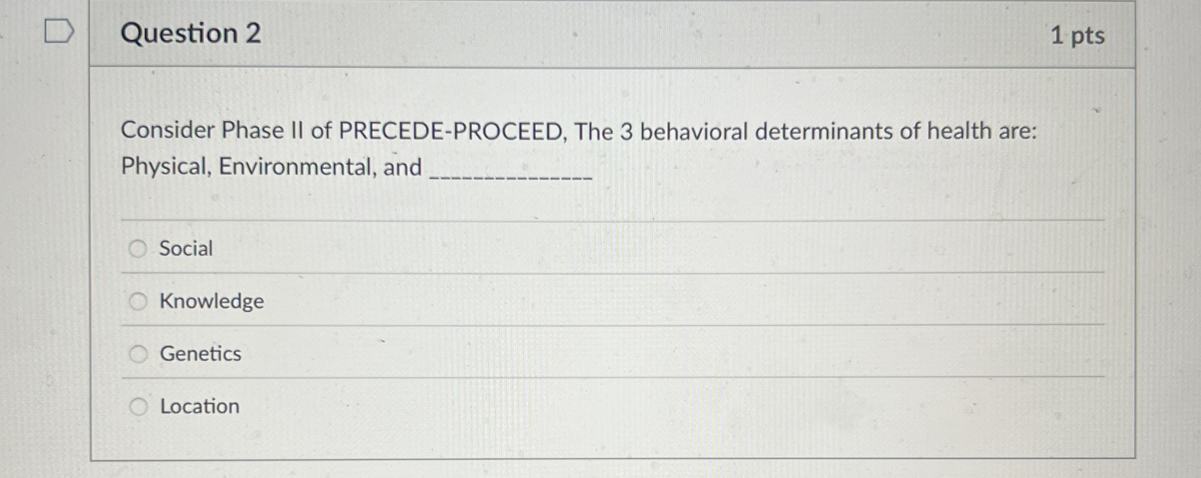 Solved Question 21 ﻿ptsConsider Phase II of PRECEDE-PROCEED, | Chegg.com