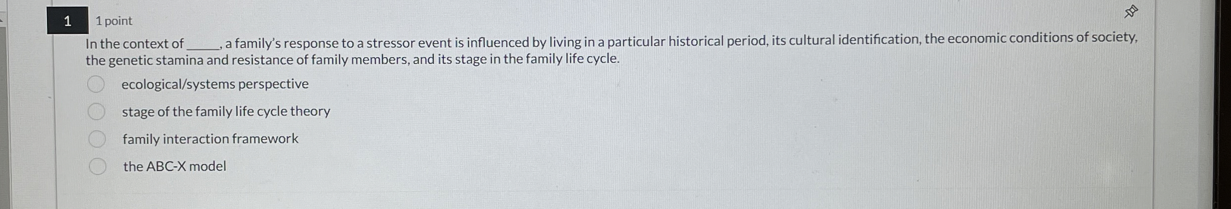 Solved 11 ﻿pointIn the context of q, , ﻿a family's response | Chegg.com