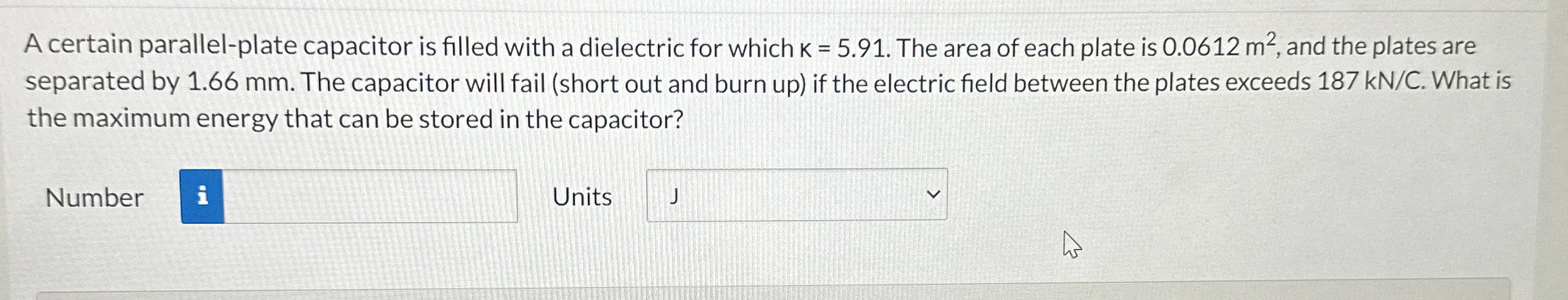 Solved A certain parallel-plate capacitor is filled with a | Chegg.com