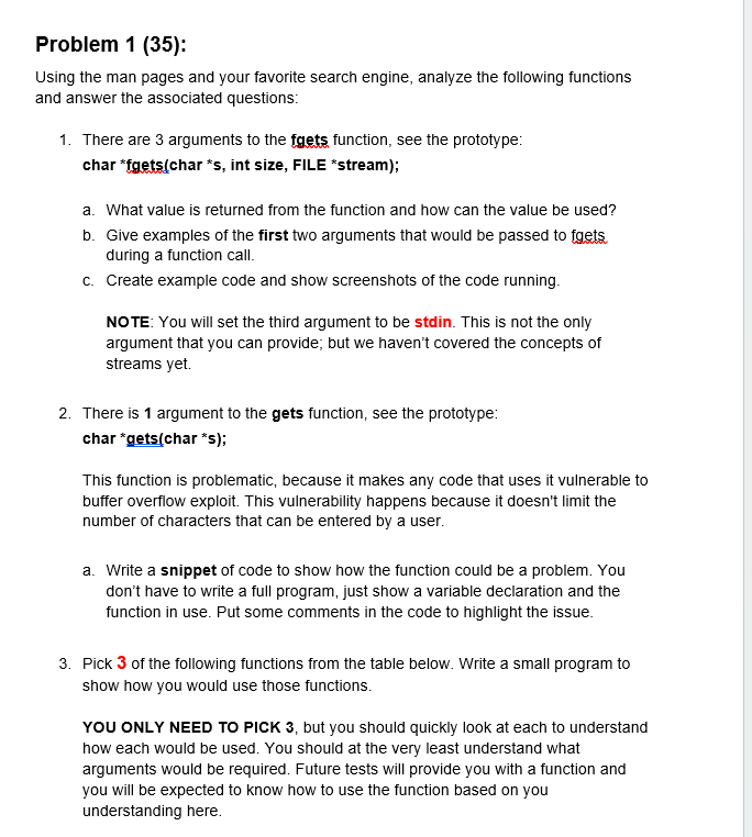 Solved Problem 1 (35):Using the man pages and your favorite | Chegg.com