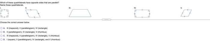 Solved Which of these quadrilaterals have opposite sides | Chegg.com