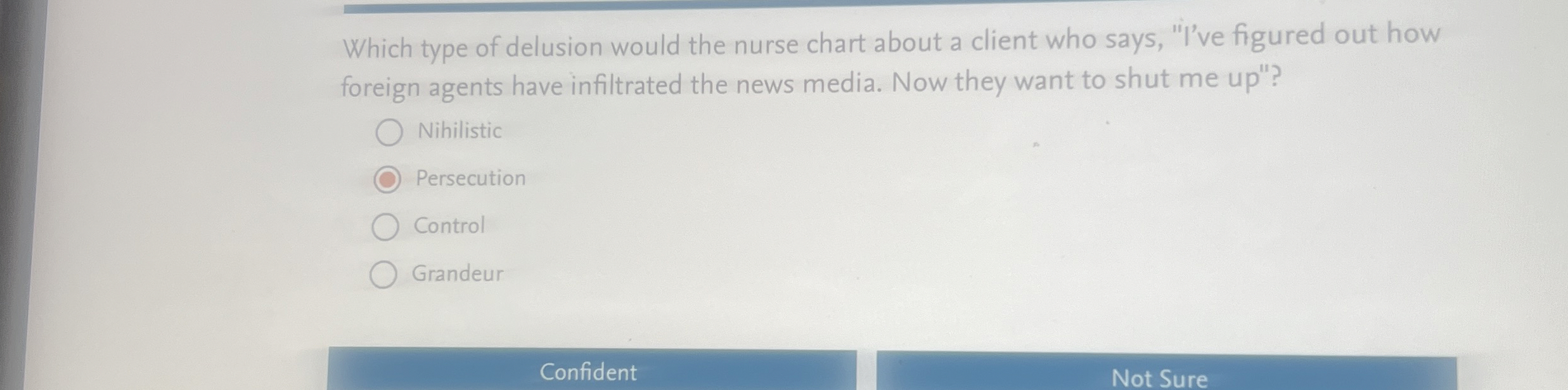 Solved Which Type Of Delusion Would The Nurse Chart About A 