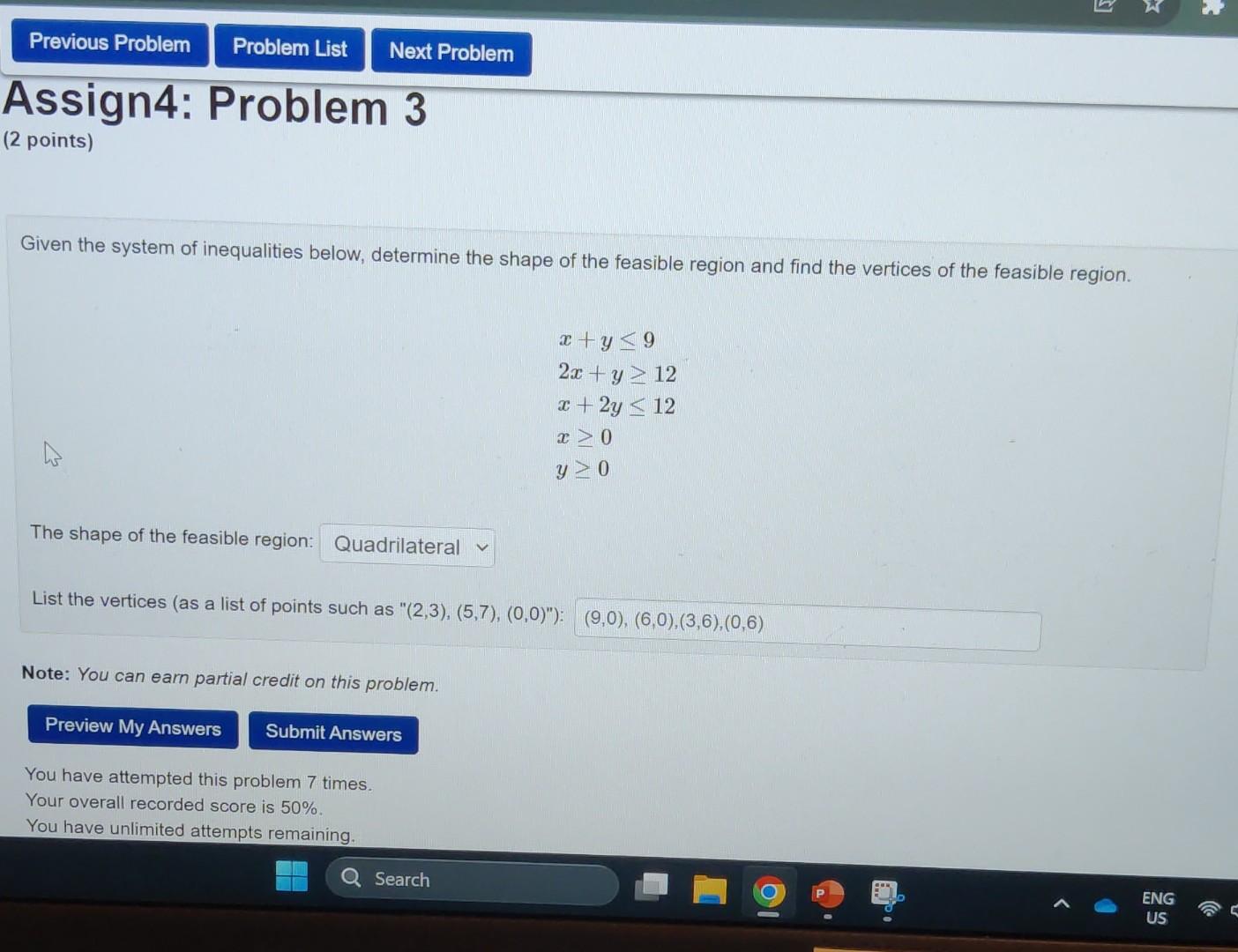 Solved Given the system of inequalities below, determine the | Chegg.com