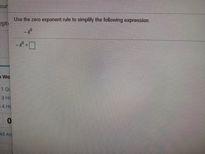 Solved bur Use the zero exponent rule to simplify the | Chegg.com