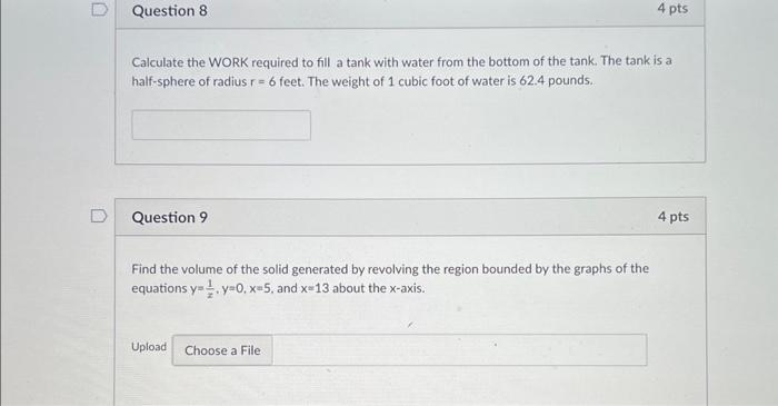 Solved Calculate the WORK required to fill a tank with water | Chegg.com