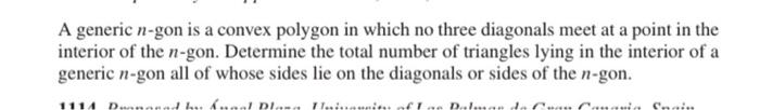 Solved A generic n-gon is a convex polygon in which no three | Chegg.com