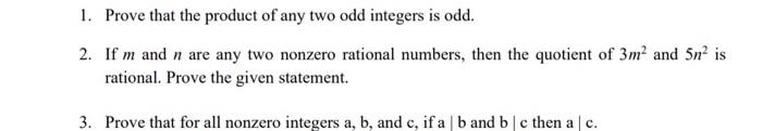 Solved 1. Prove that the product of any two odd integers is | Chegg.com