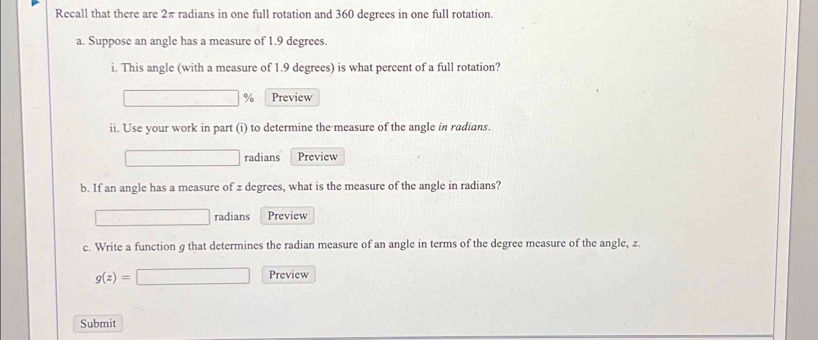 Solved Recall that there are 2π ﻿radians in one full | Chegg.com