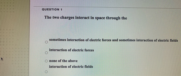 Solved QUESTION 1 The two charges interact in space through | Chegg.com