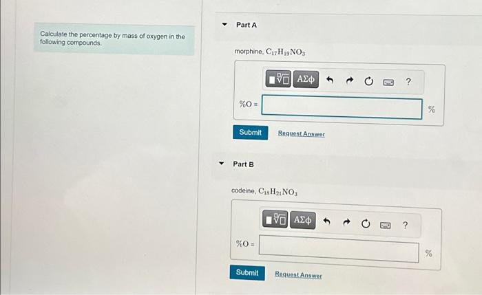 Solved Calculate the percentage by mass of oxygen in the | Chegg.com