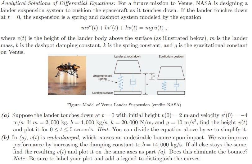 Analytical Solutions of Differential Equations: For a | Chegg.com