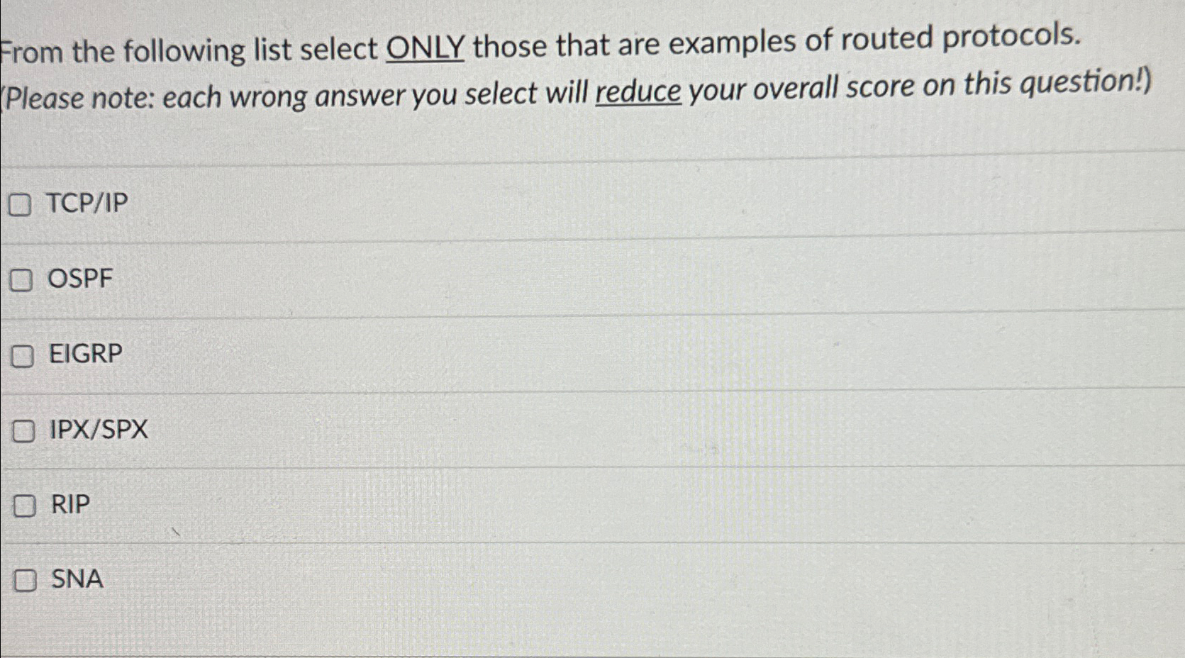 Solved From the following list select ONLY those that are | Chegg.com