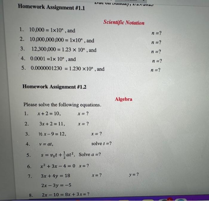 Solved Homework Assignment \#1.1 Scientific Notation 1. | Chegg.com