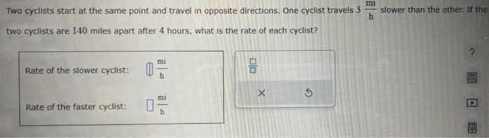 Solved Two cyclists start at the same point and travel in | Chegg.com