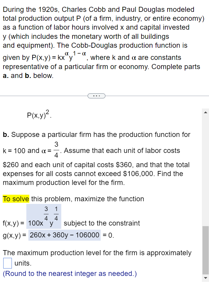 Solved During the 1920s, ﻿Charles Cobb and Paul Douglas | Chegg.com