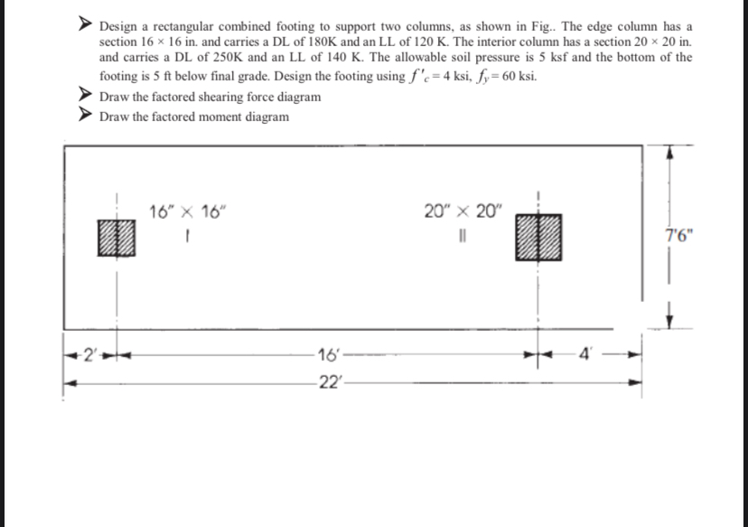 Solved Design a rectangular combined footing to support two | Chegg.com