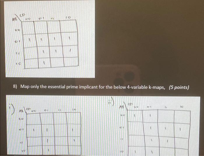 Solved 1) Find the minimum SOP for the 5 Variable K-Map | Chegg.com