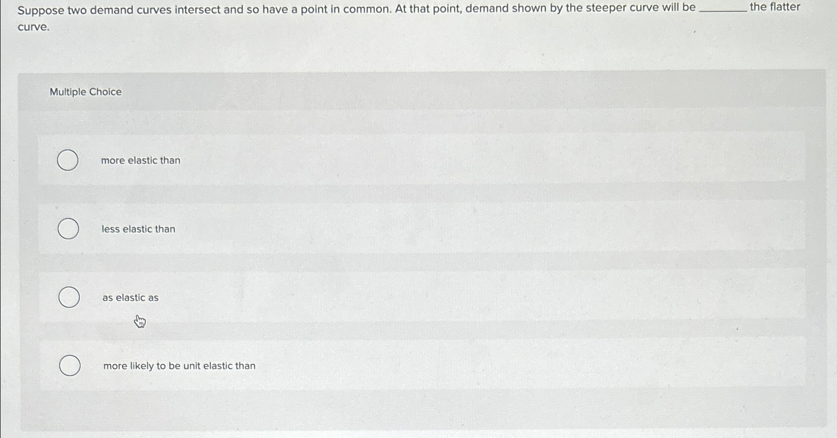Solved Suppose two demand curves intersect and so have a | Chegg.com