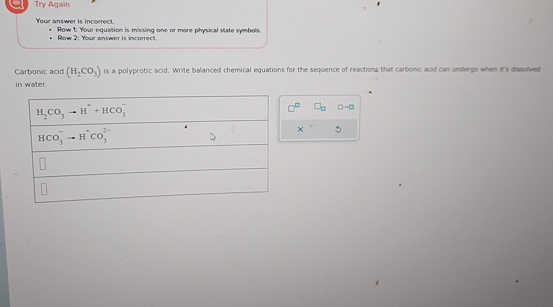 Solved Your answer is incorrect. - Row 1: Your equation is | Chegg.com Solved Your answer is incorrect. - Row 1: Your equation is | Chegg.com