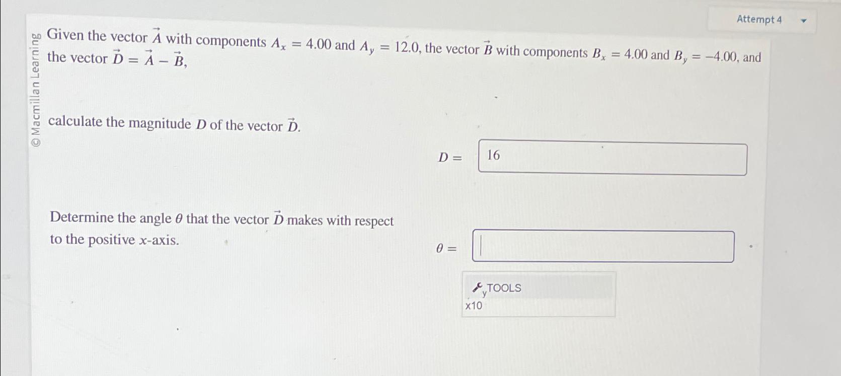 Solved Given the vector vec(A) ﻿with components Ax=4.00 ﻿and | Chegg.com