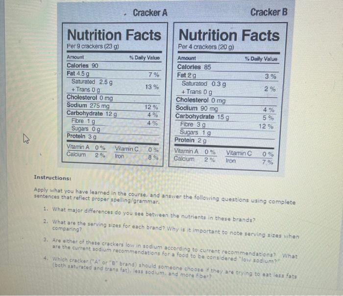 Solved Gracker A Cracker B Instructions: Apply what you have | Chegg.com