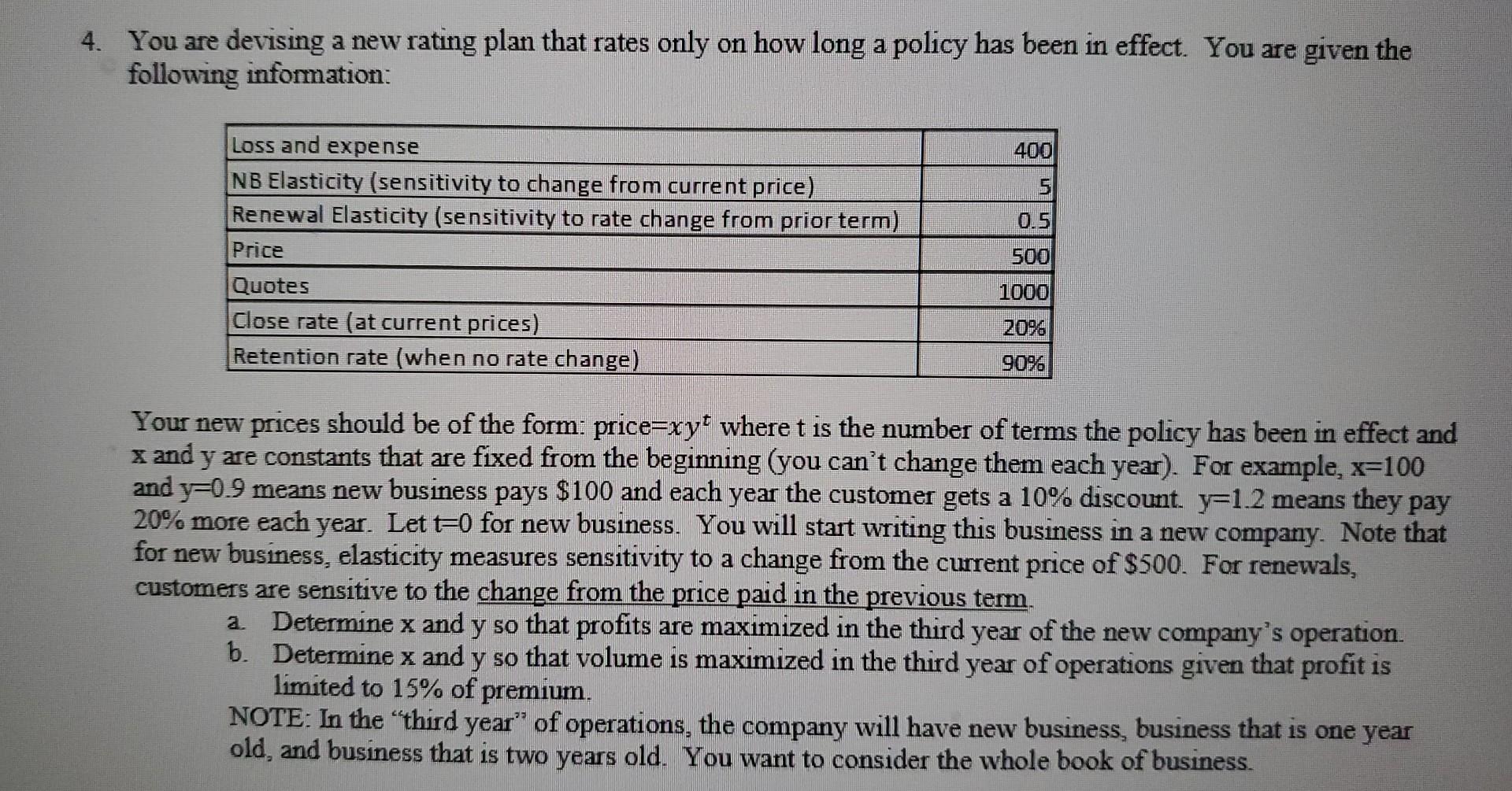 Solved You are devising a new rating plan that rates only on | Chegg.com