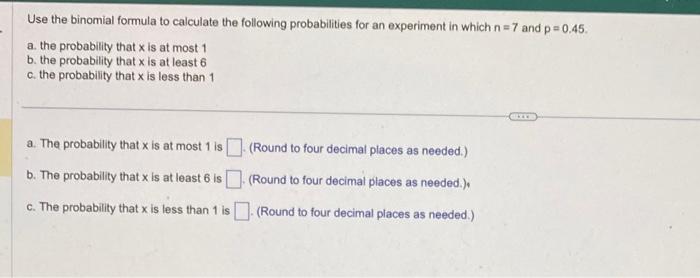 Solved Use the binomial formula to calculate the following | Chegg.com