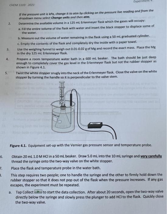 EXPERIMENT 4 Molar Volume and Density of Gases | Chegg.com