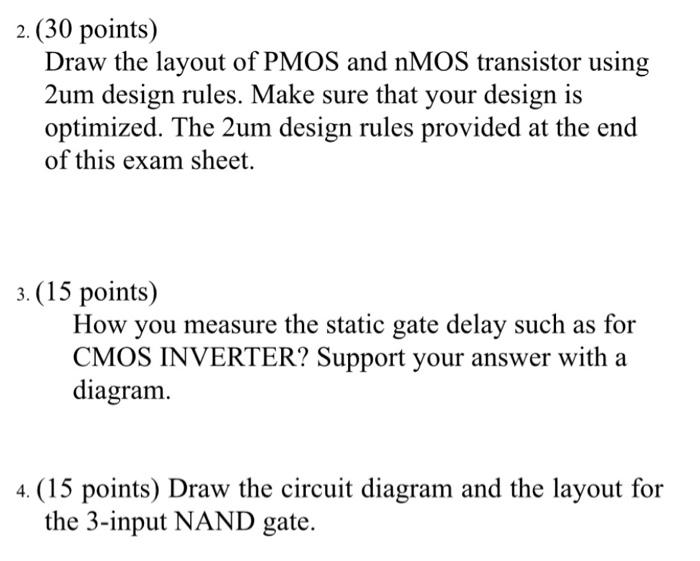 2. (30 points) Draw the layout of PMOS and nMOS | Chegg.com