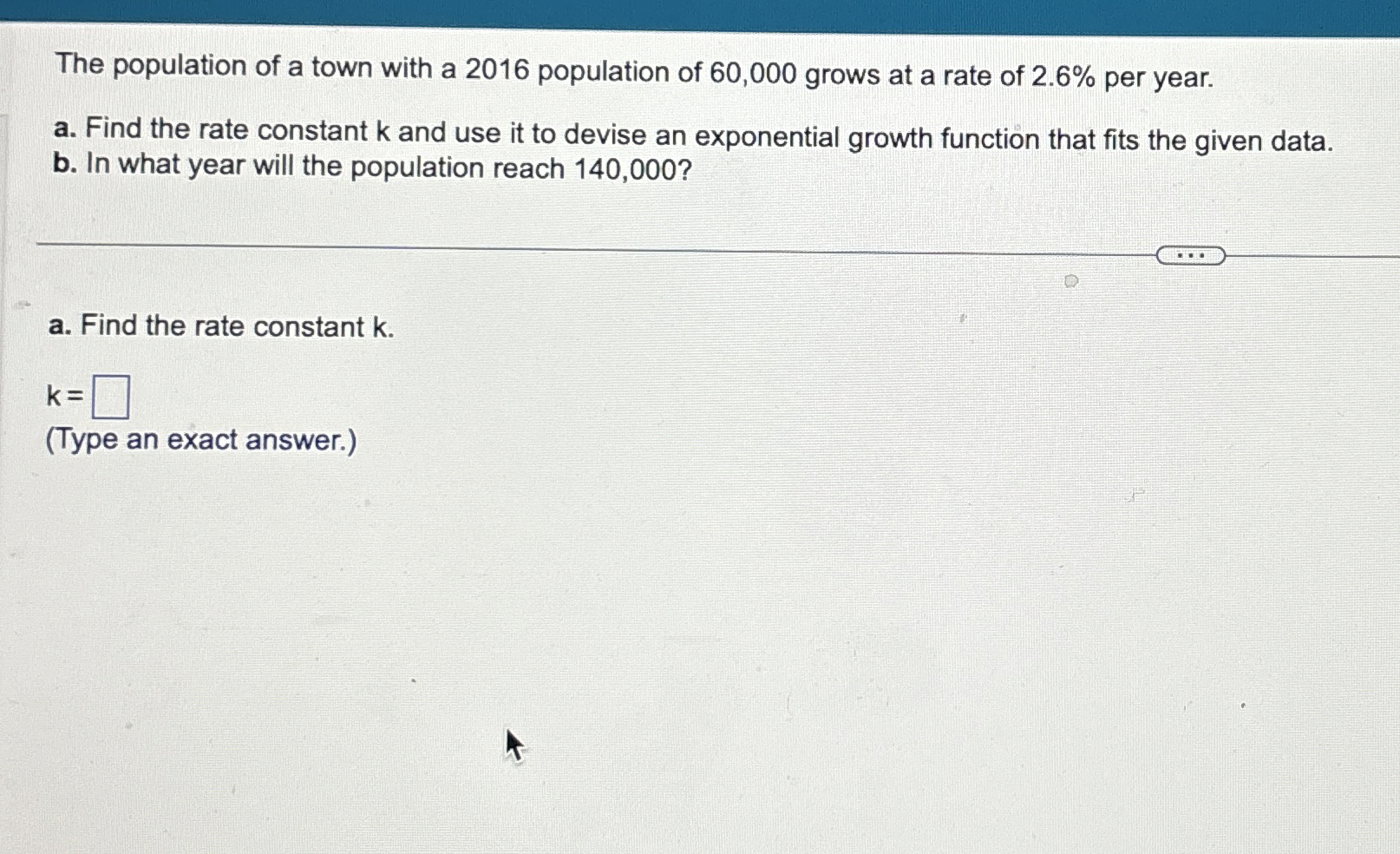 Solved The population of a town with a 2016 ﻿population of | Chegg.com