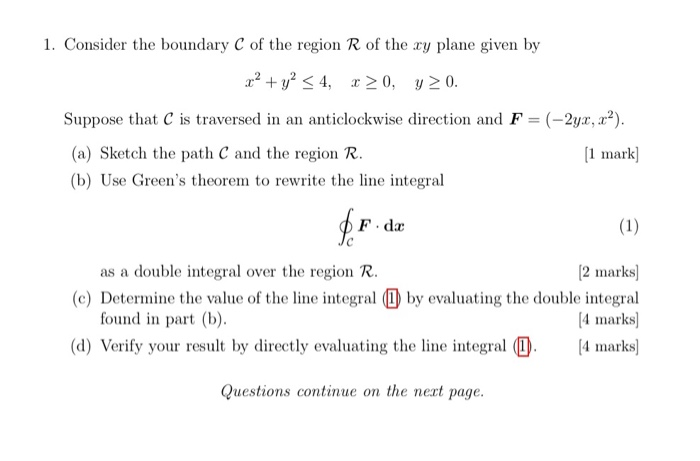 Solved 1. Consider the boundary C of the region R of the ry | Chegg.com