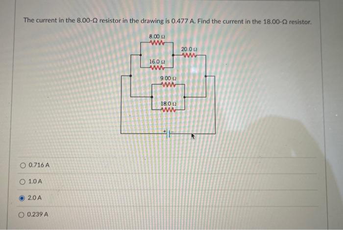 Solved The current in the 8.00−Ω resistor in the drawing is | Chegg.com