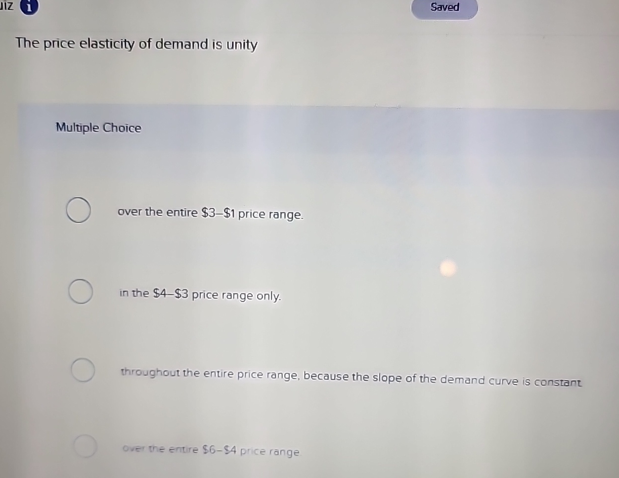 Solved 1The price elasticity of demand is unityMultiple | Chegg.com