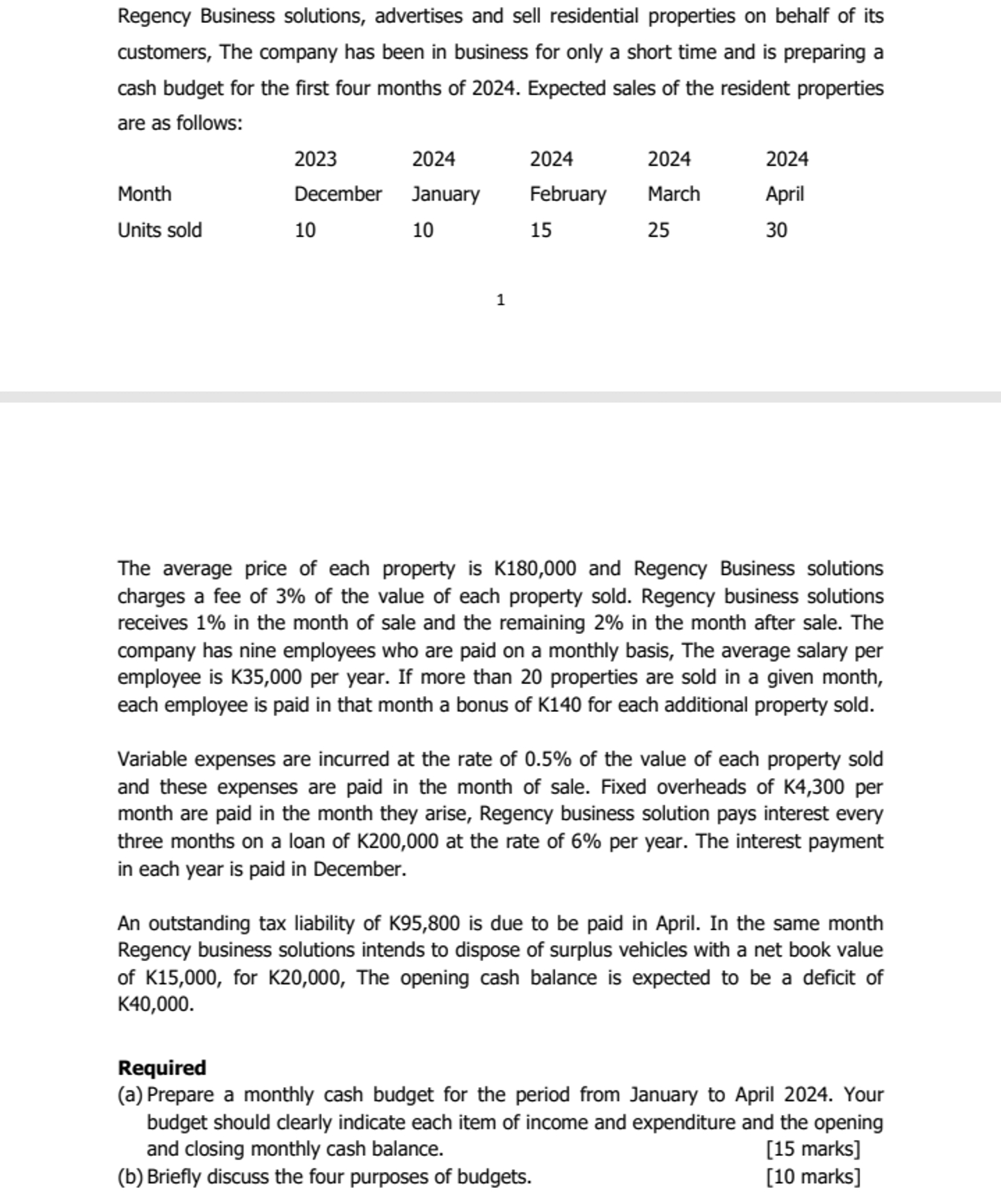 Solved Regency Business solutions, advertises and sell | Chegg.com