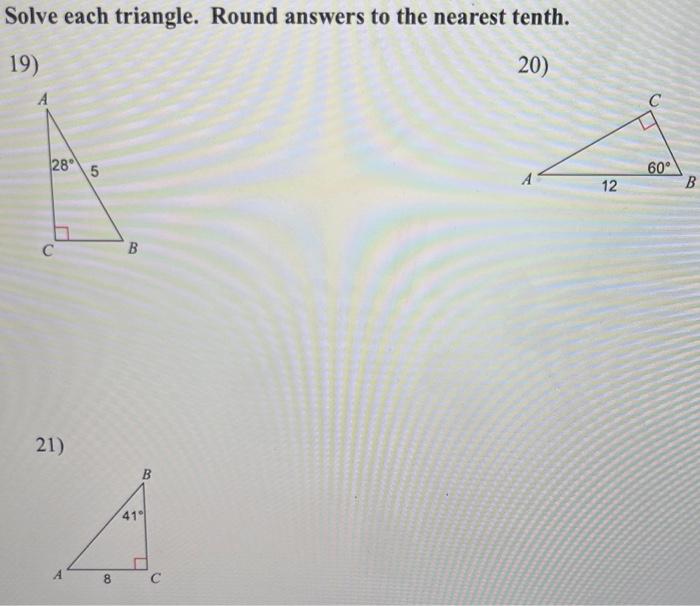 Solved Solve each triangle. Round answers to the nearest | Chegg.com