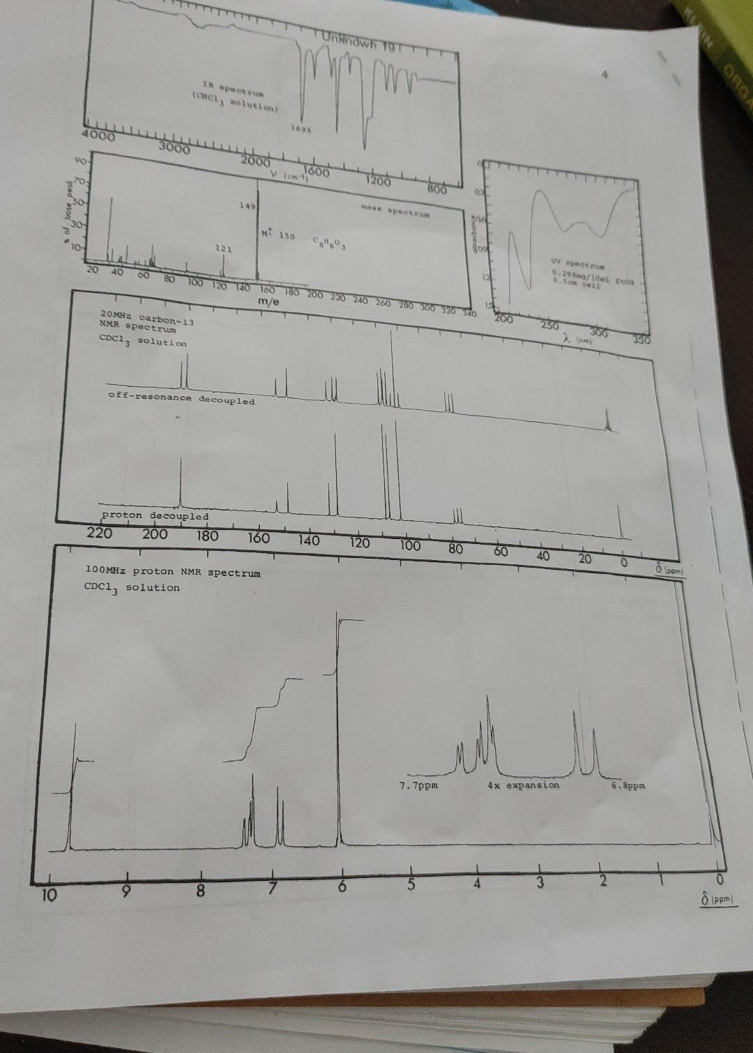 Solved need structure and explanation of carbon UV spec and | Chegg.com